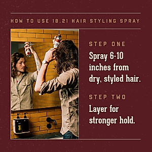 18.21 Man Made Premium Hair Spray for Men, All-Day Flexible Hold, 10 oz. - Styling Hairspray with Matte Finish, Sweet Tobacco Scent - Professional, Non-Greasy Hairspray for All Hair Types