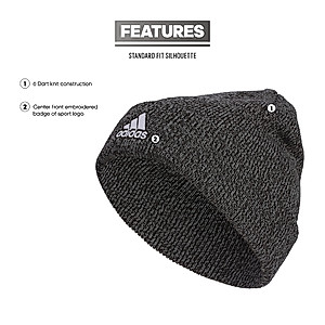 adidas Men's Team Issue Fold Beanie, Discontinued, Black-Onix Grey/White F23, One Size