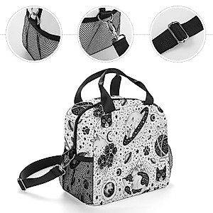 Goth Cat Galaxy Lunch Bag, Lunch Box Portable Insulated Lunch Tote Bag, Thermal Cooler Bag for Women Work Outdoor