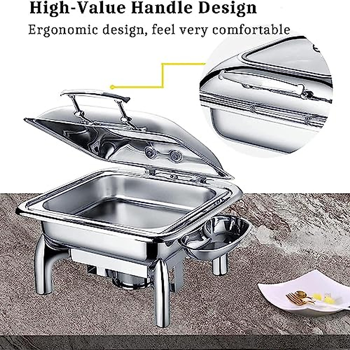 KFJZGZZ 6 L Chafing Dish Set, Stainless Steel Buffet Server Warming Tray with Water Pan amp; Fuel Holders, for Restaurant Catering Parties Weddings Picnics Food Warmer