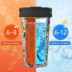 WANGXUEE comic art Print 500ml Stainless Steel Travel Tumbler Double Wall Vacuum Insulated Coffee Mug