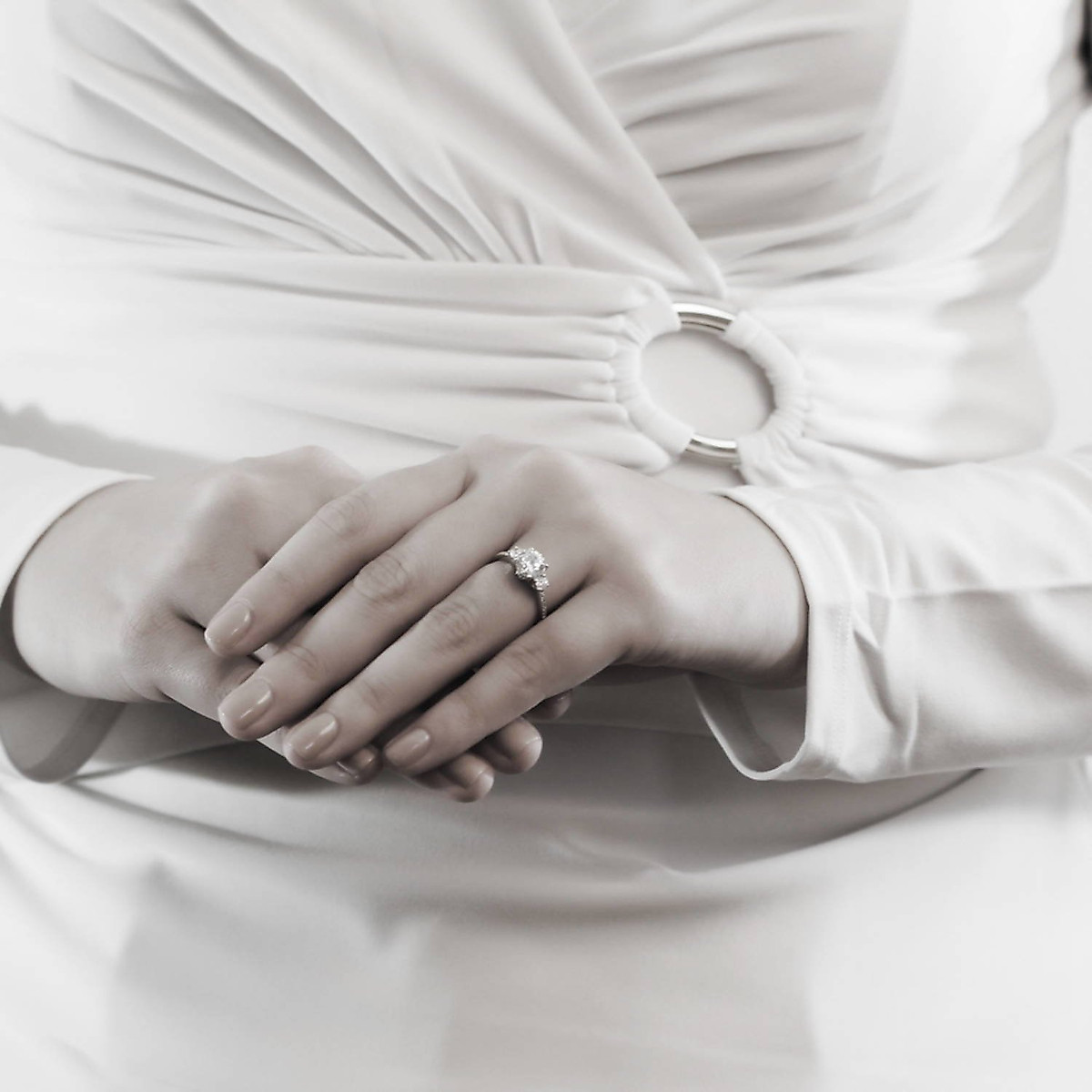 BERRICLE Sterling Silver 3-Stone Wedding Engagement Rings Round Cubic Zirconia CZ Promise Ring for Women, Rhodium Plated Size 5