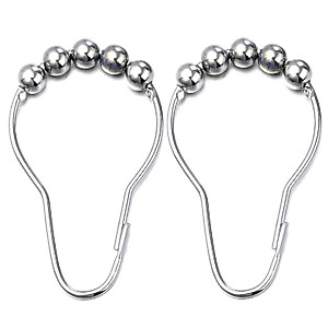 Fangkun 12pcs/Set Shower Curtain Rings Hooks Stainless Steel Hook Chrome Double Glide for Bathroom Shower Rods Curtains