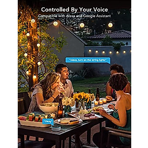 Govee Outdoor Lights, 50ft G40 APP Control String Lights with 6 Scene Modes, IP65 Waterproof Shatterproof Outdoor String Lights with 25 Dimmable Warm White LED Bulbs for Balcony, Backyard, Party