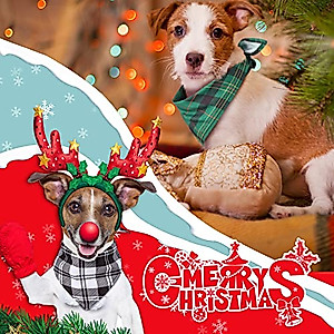 50 Pieces Christmas Dog Bandanas Classic Plaid Dog Bandanas for Dogs Triangle Scarf Plaid Dog Kerchief for Christmas Pet Costume Accessories Decoration (25.6 x 17.7 x 17.7 Inch)