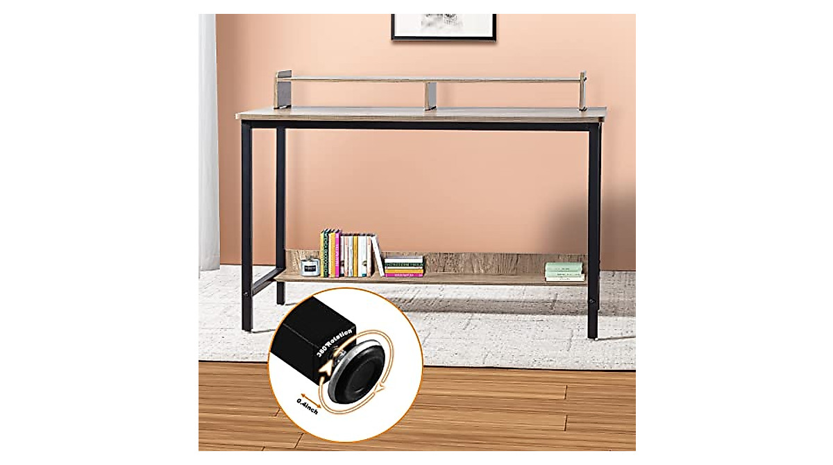 WOODYNLUX Computer Desk - Modern Metal Frame & Storage