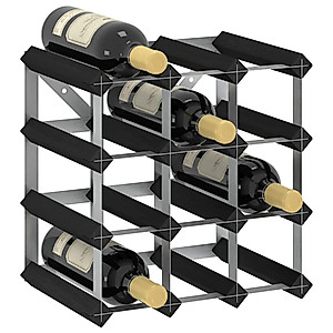 vidaXL Solid Wood Pine Wine Rack for 42 Bottles Home Indoor Living Room Kitchen Storage Cabinet Wine Rack Bottle Holder Furniture Black