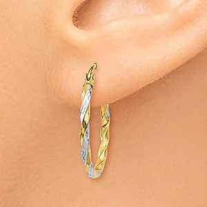 14k Yellow Gold Two Toned Twisted Hoop Earrings - 21mm x 20mm - Jewelry Gifts For Women Wife Mom