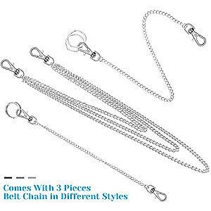 Anezus 3pcs Belt Chain, Pocket Chain, Chains for Wallet, Pants, Jeans, Goth Accessories for Eboy, Egirl, Men and Women