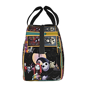 NIKROAD Nightmare Cartoon Before Christmas Tote Lunch Bag Novelty Printing Insulated Lunch Bag Cooler Bag Reusable Fashion Bento Bags