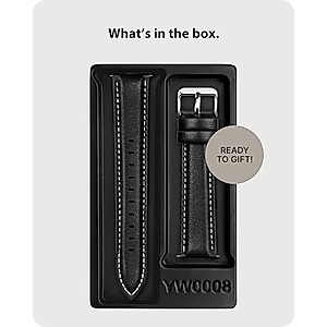 Fullmosa 18mm Leather Watch Bands Compatible with Garmin Vivoactive 4S/Vivomove 3S/Active S/Venu 2S/Move 3S,Black