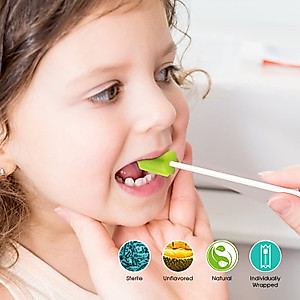 300 Pcs Oral Swabs- Unflavored & Sterile Disposable Mouth Swabs Sponge for Mouth Cleaning- Individually Wrapped (Green)