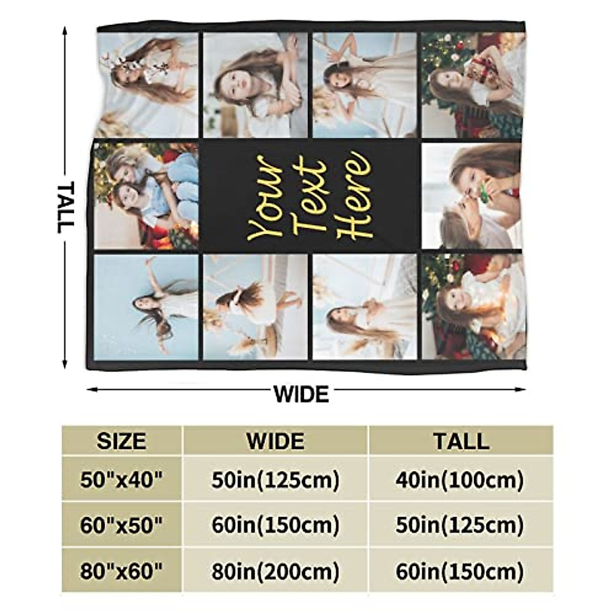 Customized Blanket with Photos,Gifts for Lover, Wife, Girlfriend Personalized Blankets with Picture, Custom Memories Pattern Fleece Throw Blanket, for Birthday, Memorial Day Anniversary