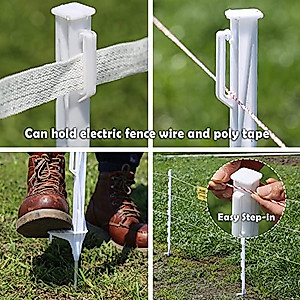 FENCE SHOCK 48Inch Step-in Fence Post-Electric Fence System Post for Garden and Farm（25 Pack）,White