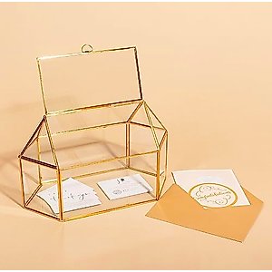 Hanna Roberts Card and Gift Holder Glass Cards Box for Weddings, Birthdays, Graduations, Baby and Bridal Showers (Half Opening)