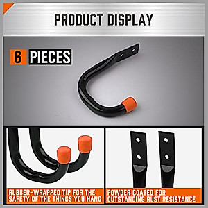HORUSDY 6 Pack Garage Hooks, Utility Hooks, Garage Hooks Heavy Duty Wall Hooks