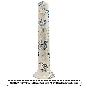 ZUYYON Tower Fan Dust Cover - Vertical, Washable, 37-47 Inch, Butterfly Pattern