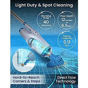KOKIDO Swimming Pool Vacuum - Cordless Pool Suction Cleaner - Debris Filtration Great for Above Ground Pools, Hot Tubs, Spas, Jacuzzis - Handheld Rechargeable Battery Sweeper - XTROVAC 110 2022 UPDATE