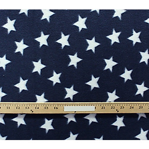 Fleece Fabric Printed Anti Pill White Stars Dark Navy Background Licensed
