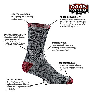 DARN TOUGH (Style 1953) Men's Mountaineering Hike/Trek Sock - Smoke, Large