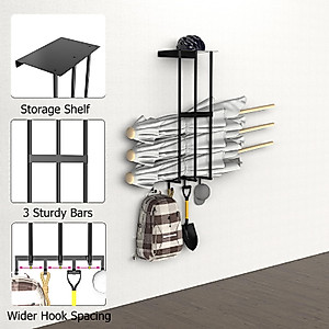 Camping Chair Rack for Garage Storage, Metal Camping Chair Holder for Garage with 4 Hooks, Garage Chair Organizer, Beach Chair and Umbrella Wall Storage Rack for Garage Organization