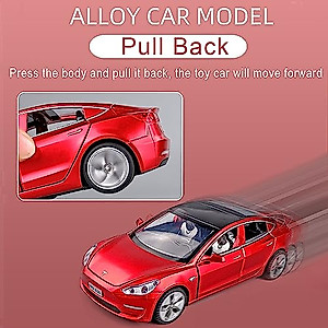 Addcean 1:32 Scale Toy Cars, Metal Die-Casting Model Cars with Light/Sound Pull Back Car Toys for Boys Girls 3+ Year Old Kids Birthday Gift, Model Toy Cars for Model 3 (1:32 Model 3-Black)