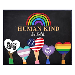 Hate Has No Home Here Flag Sign - African American Wall Art Home Decor - Black Lives Matter, LGBTQ Civil Rights Poster Home Room Decor - Gift for Queer, Gay, Bi, Lesbian, Latino, Liberal Democrats