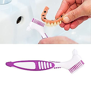 Denture Brush 2pcs Denture Toothbrushes,Cleaning Brush Double Sided Toothbrush with Multi Layered Bristles Rubber Anti Slip Handle for Denture Cleaning Care