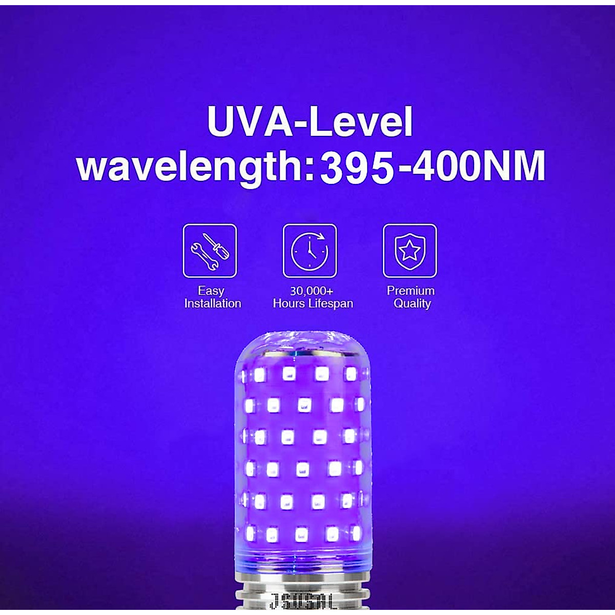 JSVSAL LED Black Lights Bulb Dimmable,10W Blacklight 100W Equivalent, AC 85-265V E26 Medium Base,UVA Level 395-400nm,Glow in The Dark for Body Paint,Blacklights Party,Fluorescent Poster (2-Pack)