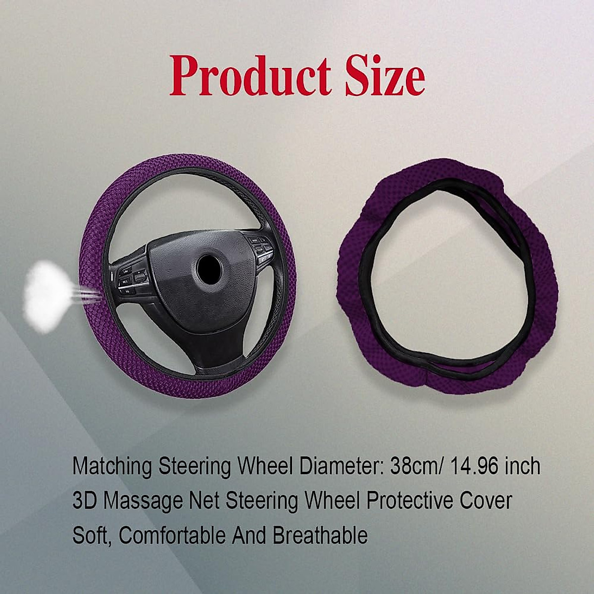 HAOBO Elastic Stretch Steering Wheel Cover, 15 Inch Automotive Steering Wheel Cover, Comfy Breathable Stretch Steering Wheel Protector, Ice-Silk Cloth Polyester Steering Wheel Cover for Men Women