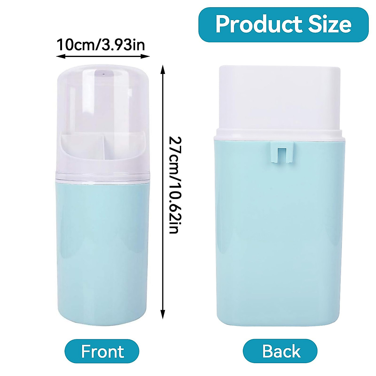 Kitchen Utensil Holder with Cover, 4 Compartment Wall-Mounted Countertop Plastic Silverware Holder Utensil Drying Rack for Cutlery, Chopstick, Spoons, Forks, Knives(Blue)