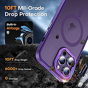 KISEN for iPhone 14 Pro Case Magnetic Compatible with MagSafe Slim Translucent Matte Phone Case Cover 6.1 inch, Deep Purple