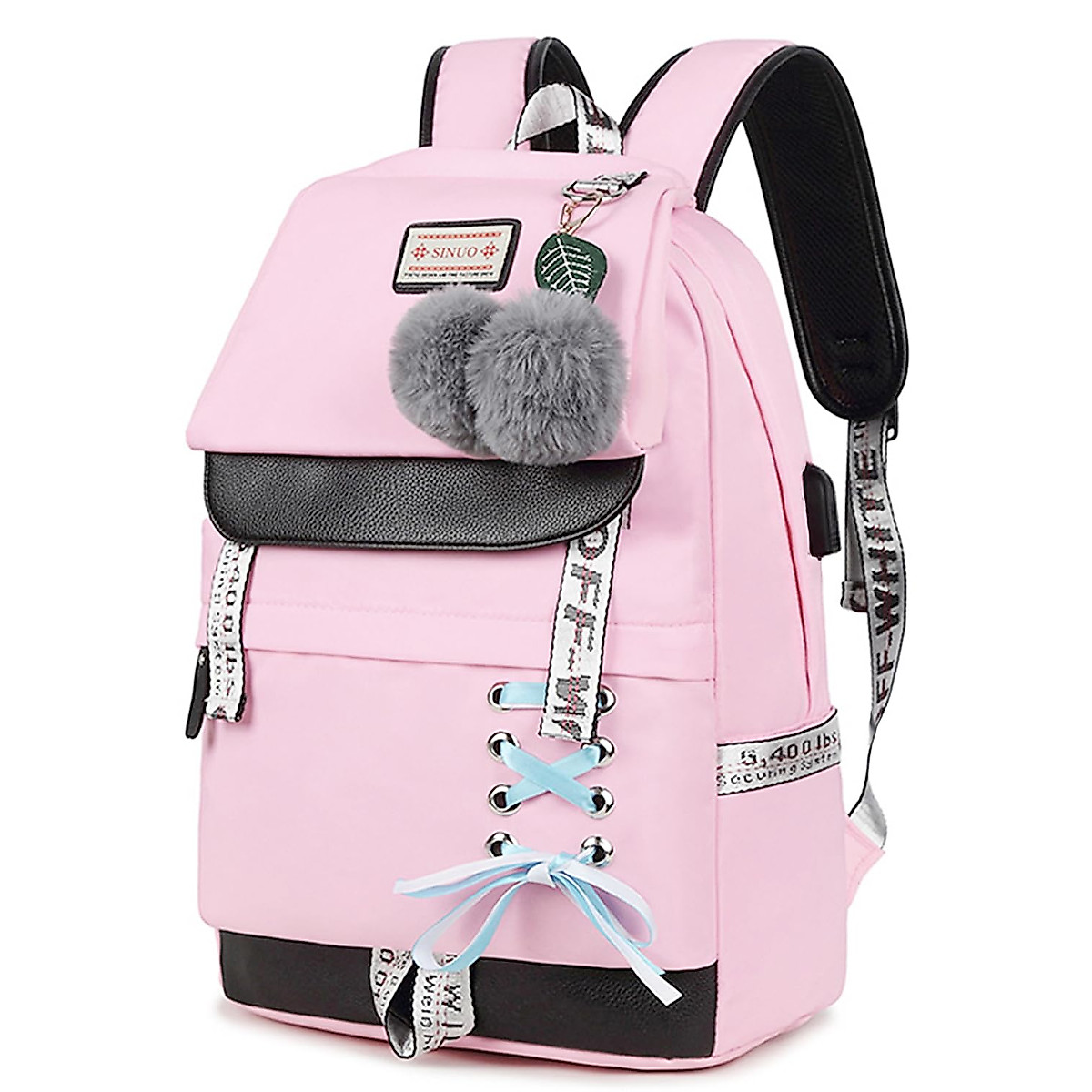 Lmeison Backpack for Girls Kids Schoolbag Children Bookbag Women Casual Daypack Teenage Girls' Backpack Middle School Students Bookbag Outdoor Daypack with USB Charge Port, Pink