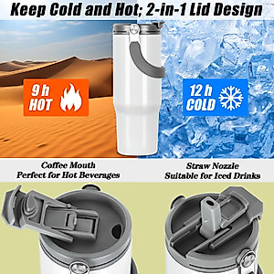 Tswofia 30 Oz Sublimation Tumblers, Sublimation Tumbler Blank with Portable Handle, Stainless Steel Sublimation Cup with Straw Leakproof Flip, Individually Boxed (8 Pack)