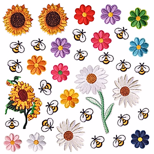 RETON 72 Pcs Embroidered Iron On Patches for Clothing, Butterfly Flower Iron On Patches Set, Bee Rose Daisy Embroidered Patches, Applique Patches for Clothes, Jackets, Jeans, Backpacks