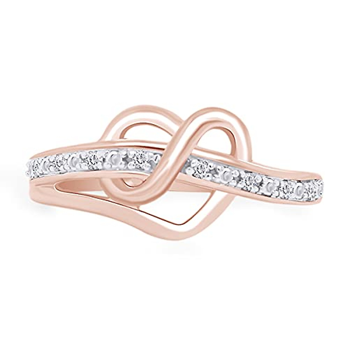 AFFY Sterling Silver Diamond Heart Ring (1/20 cttw, I-J Color, I3 Clarity)