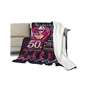 Palsco 50th Birthday Gifts for Women, 50th Birthday Blanket for Mom Throw Blanket, 50 Years Old Gifts for Women/Wife Turning 50 and Fabulous, Super Soft Warm Flannel Blanket 60''x50''
