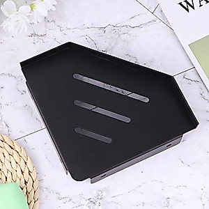 Hemoton Metal Shelves Bathroom Corner Shelf Stainless Steel Wall Mounted Shower Caddy Shelf Organizer Punch Free Kitchen Storage Shelf for Bathroom Washroom Kitchen Black Black Corner Shelf