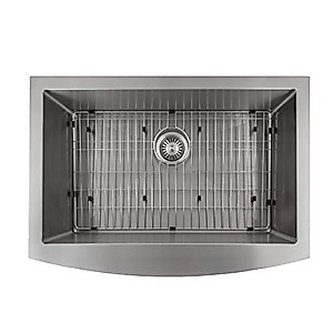 ZLINE 30" Zermatt Farmhouse Apron Mount Single Bowl Stainless Steel Kitchen Sink with Bottom Grid (SAS-30)