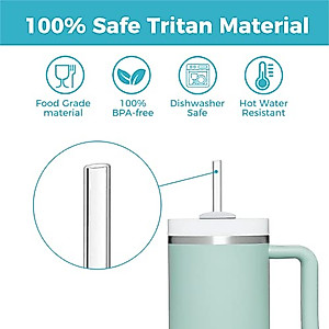 6 Pack Replacement Straws for Stanley 40 oz Tumbler Cup, Upgraded Reusable Tritan Plastic Straws with Cleaning Brush, Compatible with Stanley Adventure Travel Tumbler Accessories (12.4 inch)