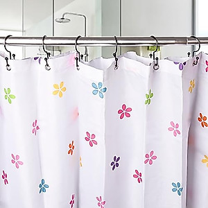 Shower Curtain Hooks Rings,Double Sided Shower Hooks Rust Proof for Bathroom Shower Rods Curtain,Stainless Steel Bathroom Shower Curtain Hangers,Set of 12