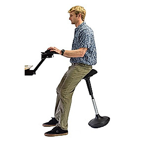 Wobble Stool Standing Desk Chair Ergonomic Tall Adjustable Height sit Stand-up Office Balance Drafting bar swiveling Leaning Perch Perching high swivels 360 Computer Active Sitting Black Saddle seat