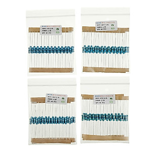 BOJACK 1000 Pcs 25 Values Resistor Kit 1 Ohm-1M Ohm with 1% 1/2W Metal Film Resistors Assortment