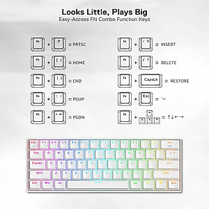 Redragon K530 Pro Draconic 60% Wireless RGB Mechanical Keyboard, BT/2.4Ghz/Wired 3-Mode 61 Keys Compact Gaming Keyboard w/Hot-Swap Socket, Free-Mod Plate Mounted PCB & Tactile Brown Switch