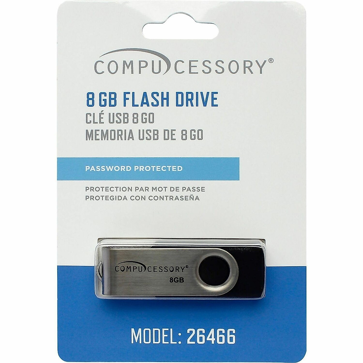 Compucessory Password Protected USB Flash Drives - 8 GB - Aluminum - 1 Pack - Password Protection
