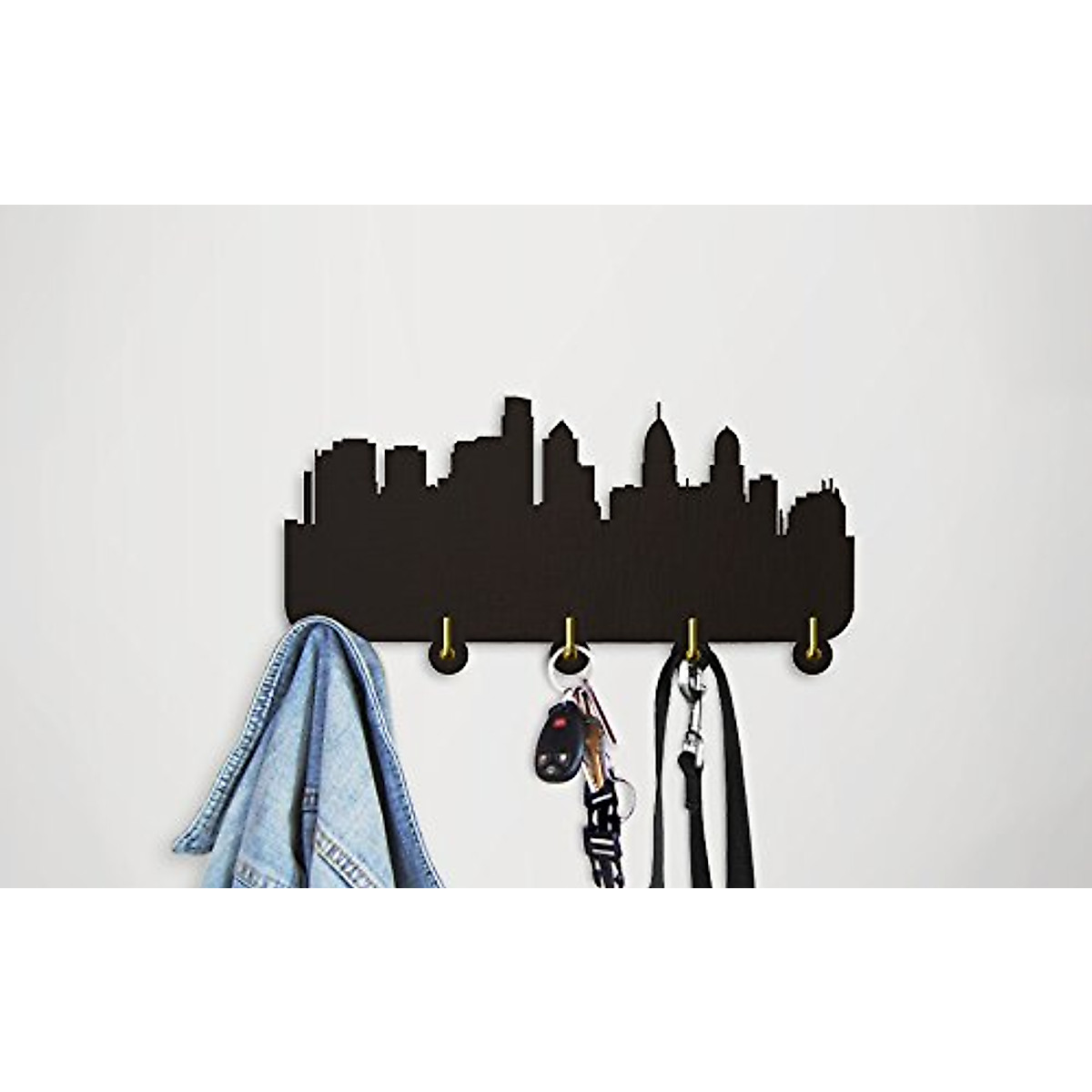 The Geeky Days America Philadelphia Skyline Tourist Attraction Modern Decor Wall Hooks Clothes Coat Robe Hooks Towel Hooks Keys Holder Bedroom Bathroom Hanger