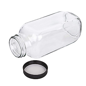 Yarlung 12 Pack 17Oz French Glass Spices Jars with Plastic Lids, Clear Square Water Juice Bottles for Storing Herbs, Condiments, Cereals, Milk, Beverages, Kitchen, Pantry, Office