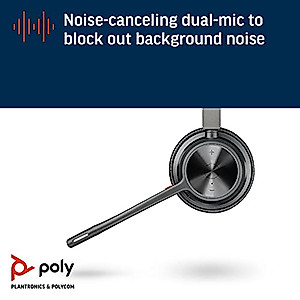 Poly - Voyager 4320 UC Wireless Headset (Plantronics) - Headphones with Boom Mic - Connect to PC/Mac via USB-A Bluetooth Adapter, Cell Phone via Bluetooth - Works with Teams, Zoom & More