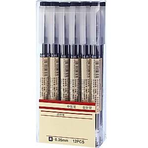 Chinco 0.35 mm Black Gel Ink Pen Extra-Fine Ballpoint Pen for Office School Stationery Supply (12 Pieces)