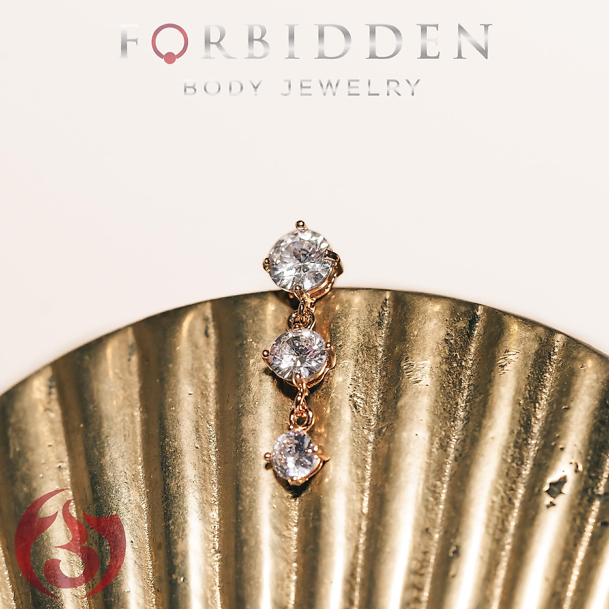 Forbidden Body Jewelry Surgical Steel Sexy Dangle Reverse Mount Triple CZ Vertical Drop Belly Ring